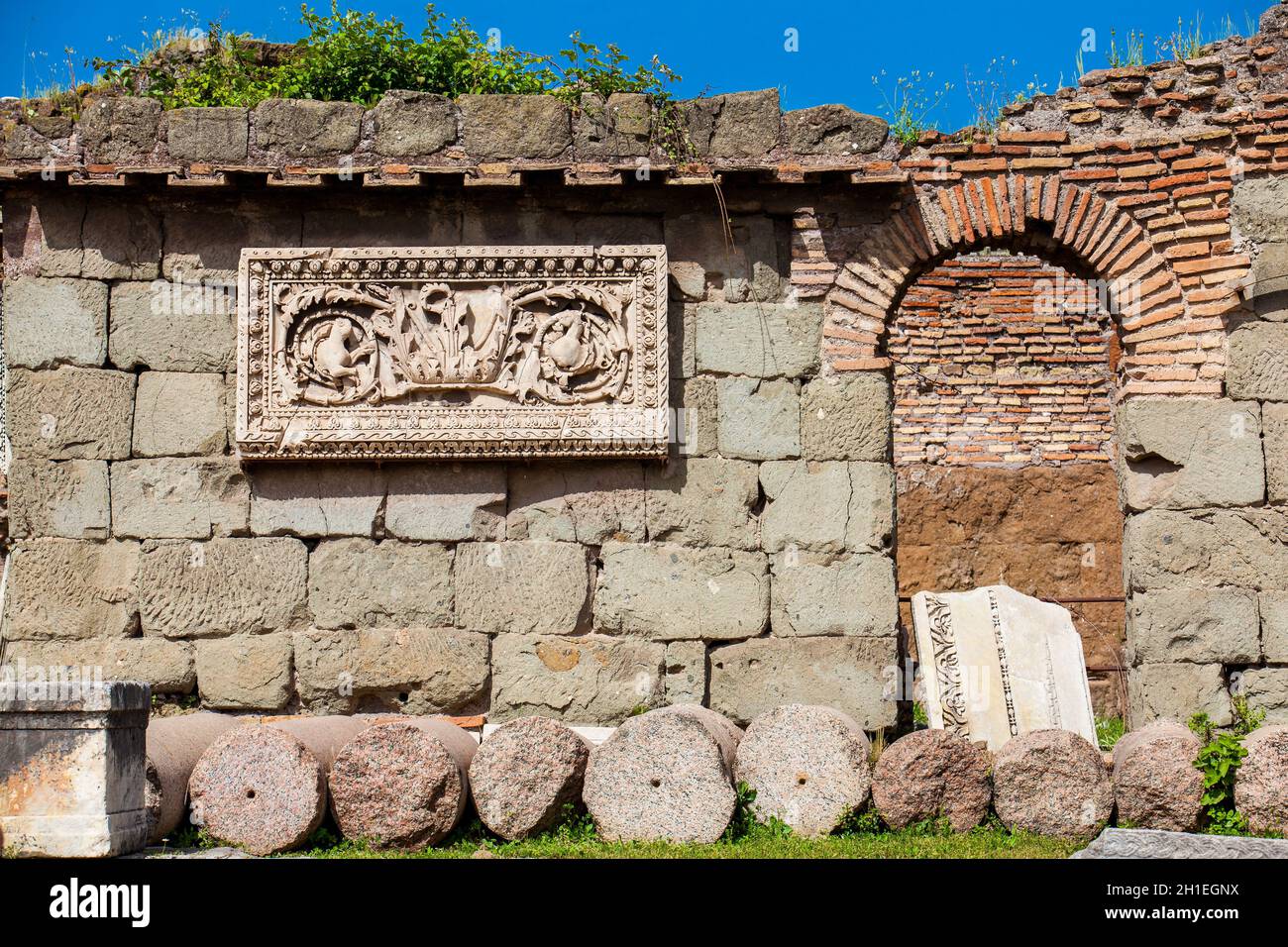 Detail of the beautiful stone carvings which decorated the ancient ...