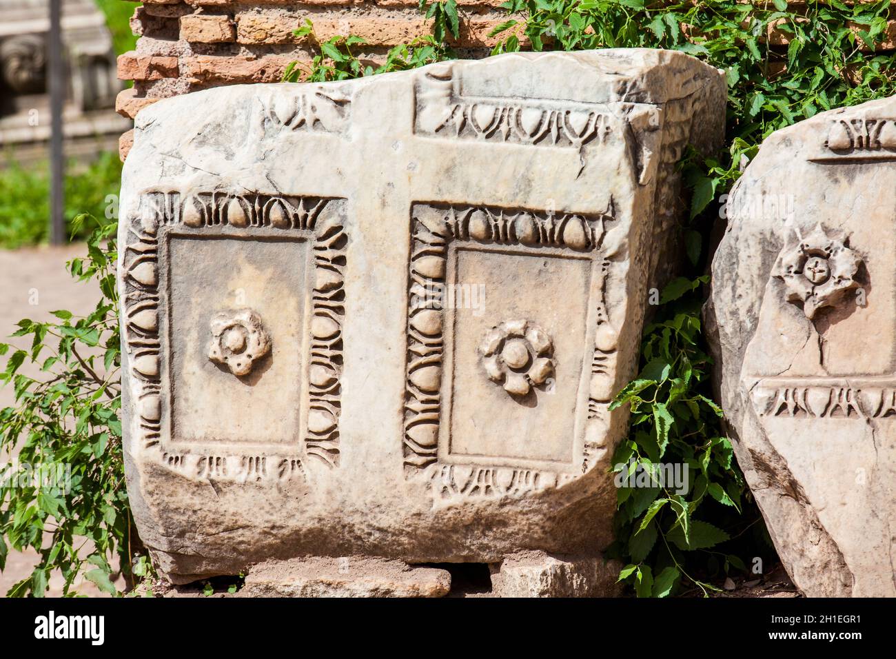 Detail of the beautiful stone carvings which decorated the ancient ...