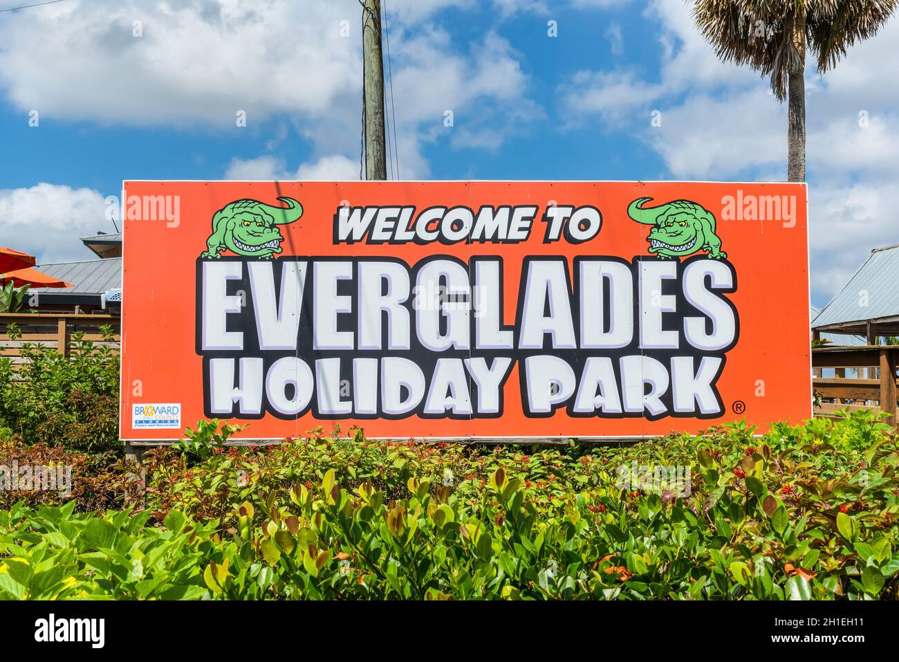 Everglades, United States of America - April 27, 2019: Welcome sign to ...