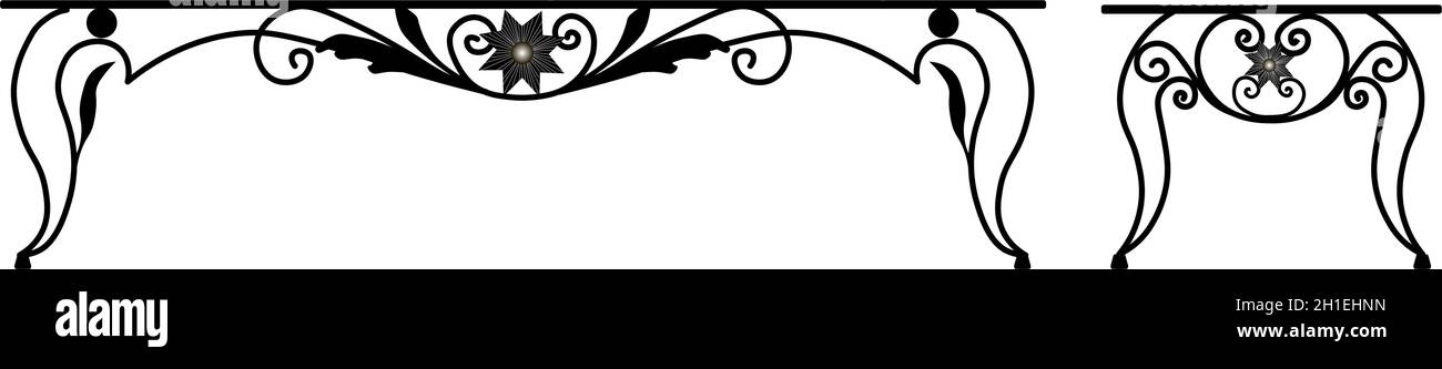 Forged table sketch. Drawing of a coffee table made of metal. Retro ...