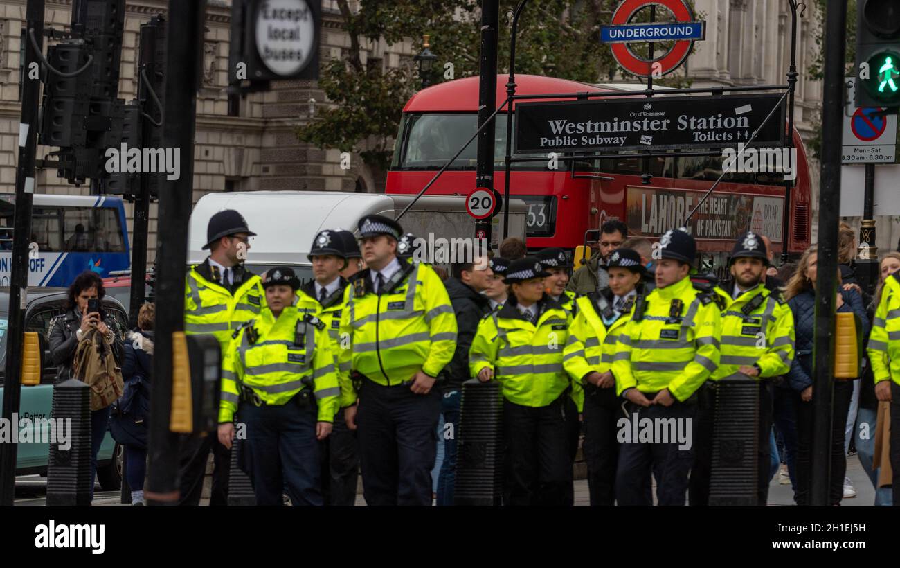 London, UK. 18th Oct, 2021. High profile police presence around ...