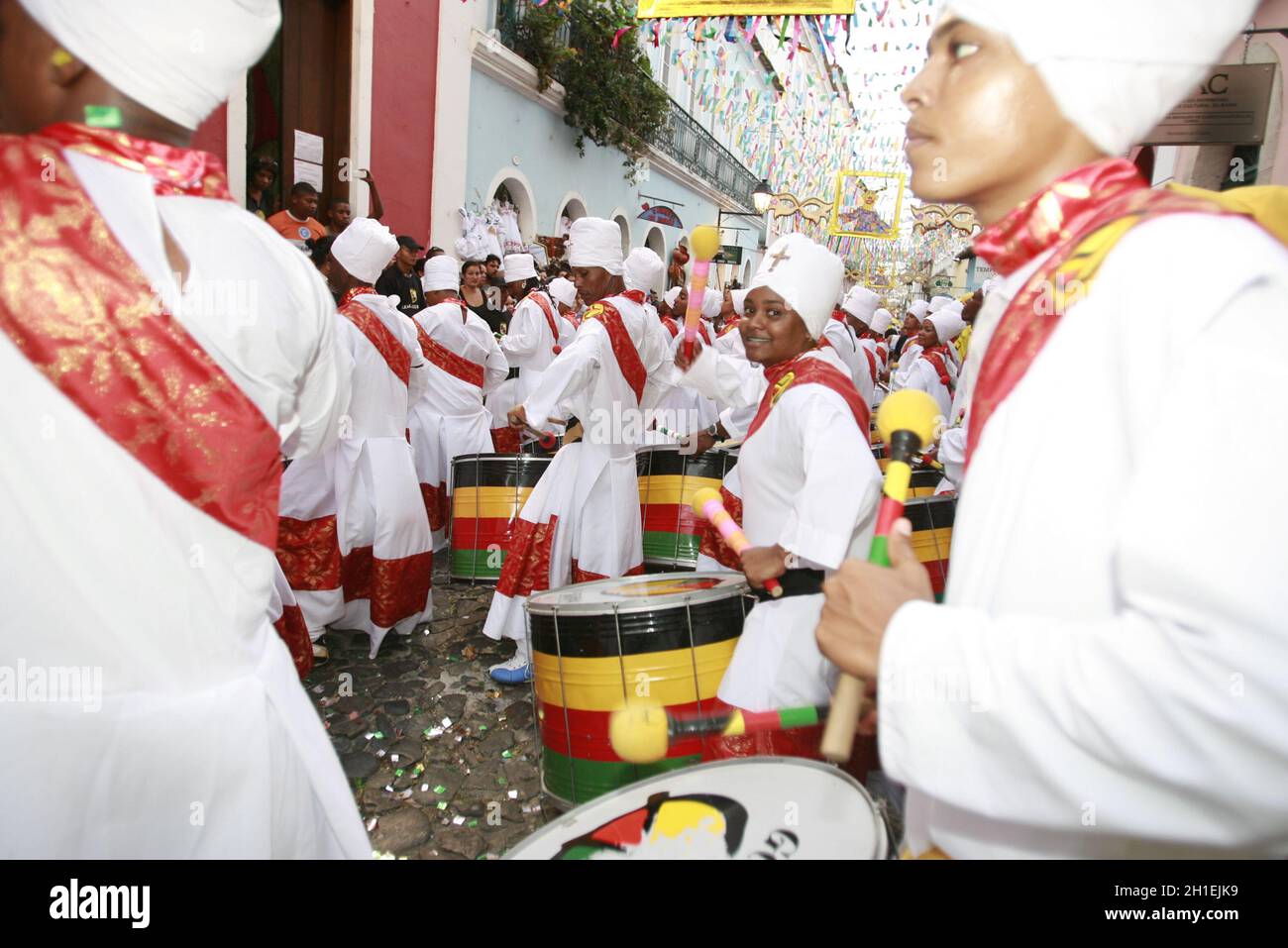 salvador, bahia / brazil - february 13, 2015: Members of the Olodum ...