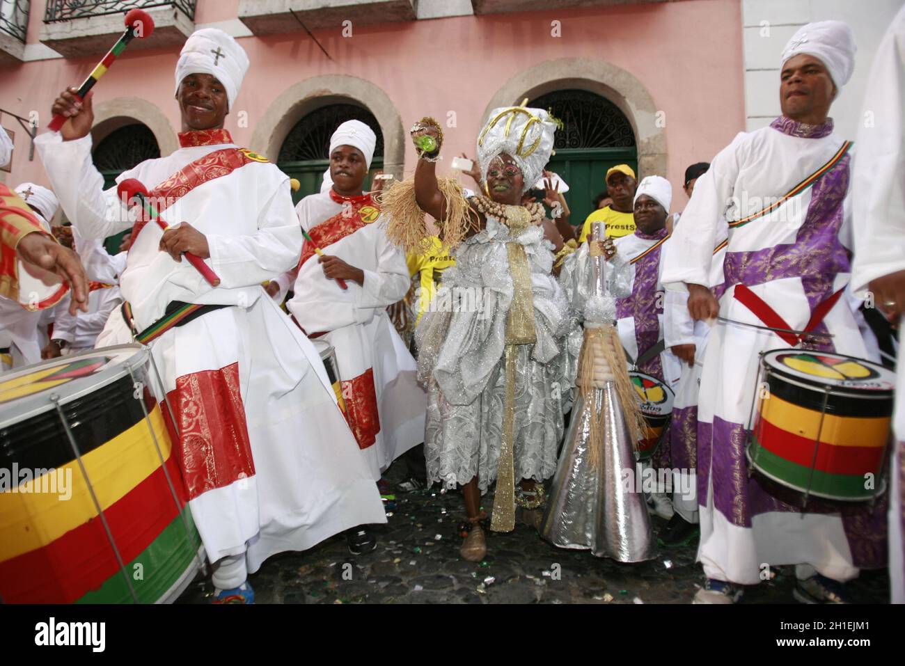 salvador, bahia / brazil - february 13, 2015: Members of the Olodum ...