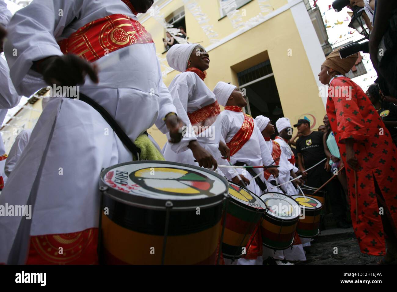 salvador, bahia / brazil - february 13, 2015: Members of the Olodum ...