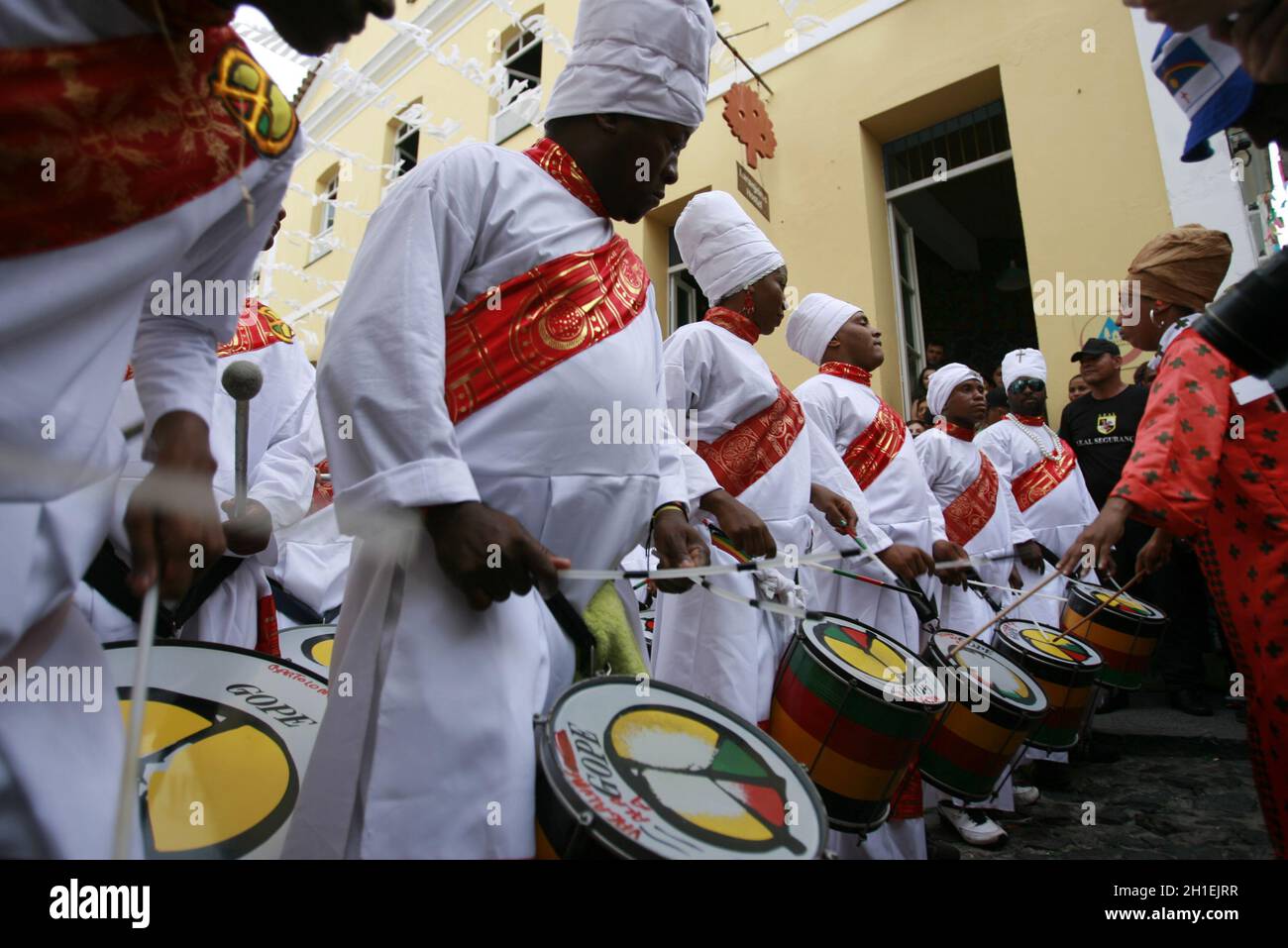 salvador, bahia / brazil - february 13, 2015: Members of the Olodum ...