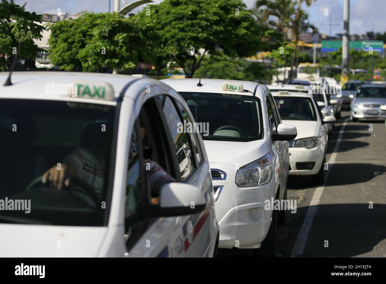 salvador, bahia / brazil - march 10, 2014: Taxi drivers are seen in a ...