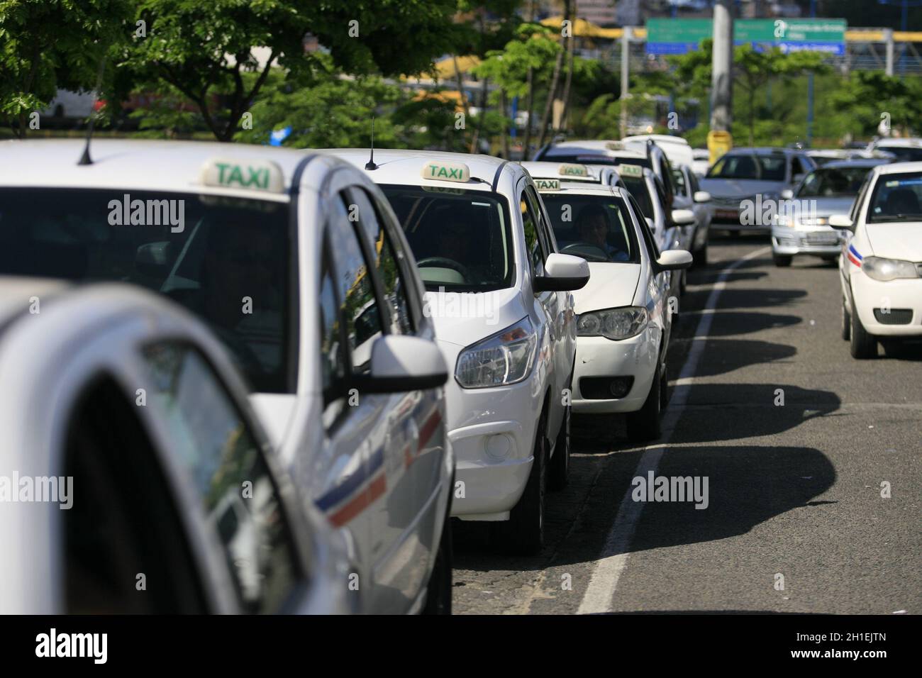 salvador, bahia / brazil - march 10, 2014: Taxi drivers are seen in a ...