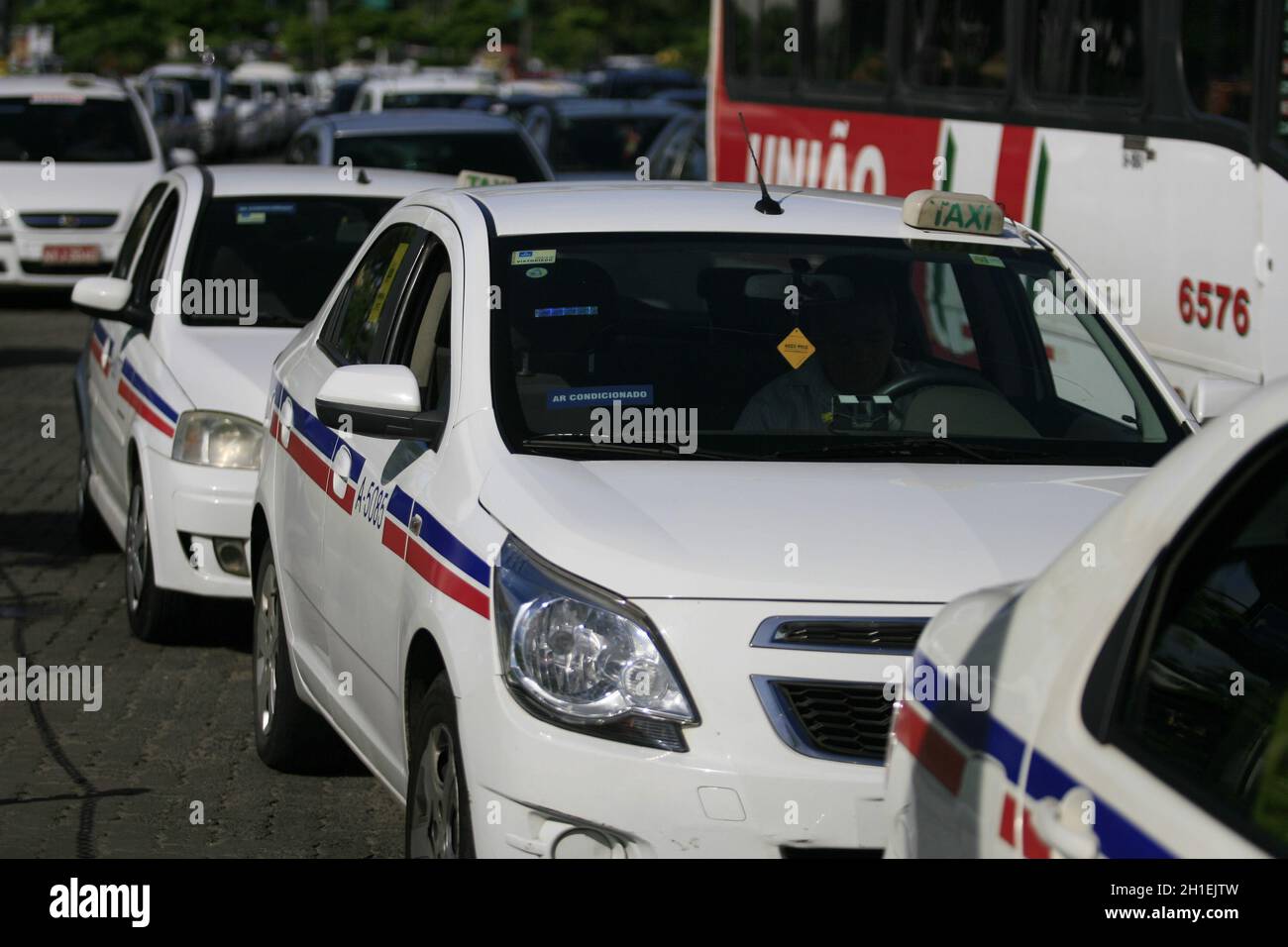 salvador, bahia / brazil - march 10, 2014: Taxi drivers are seen in a ...