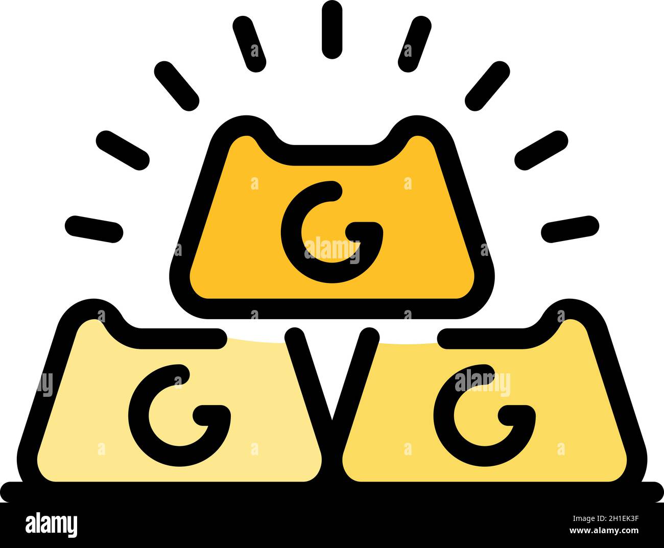 Gold bars icon. Outline gold bars vector icon color flat isolated Stock ...
