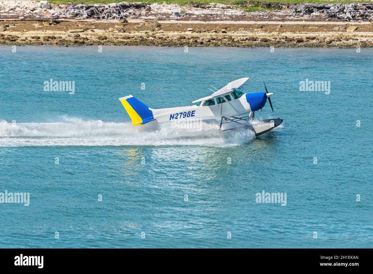 Miami, FL, United States - April 20, 2019: The Seaplane Cessna 172N ...
