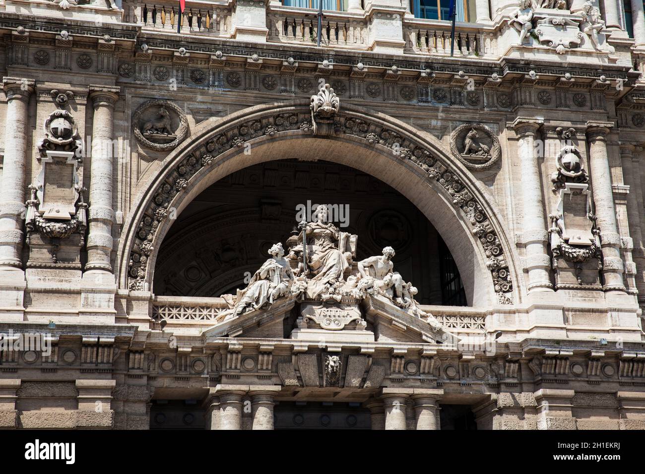 ROME, ITALY - APRIL, 2018: Detail of the Palace of Justice the seat of ...