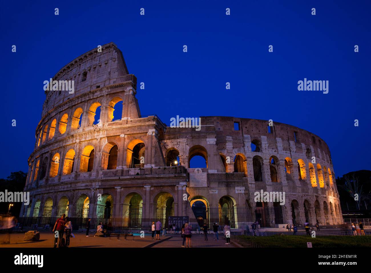 ROME, ITALY - APRIL, 2018: Tourists visiting the famous Colosseum at ...