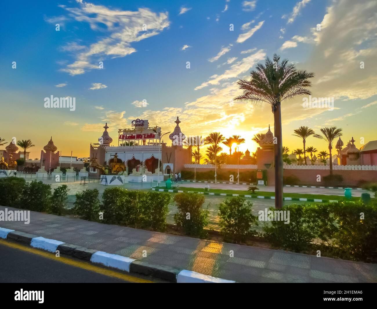 Sharm El Sheikh, Egypt - February 13, 2020: One of the shopping streets ...