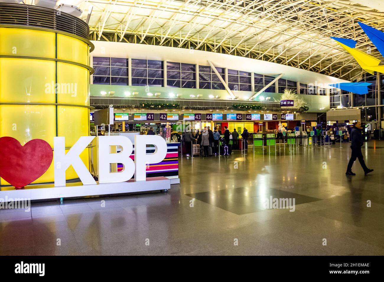 Boryspil, Ukraine - November 28, 2019: Departures Hall in International ...