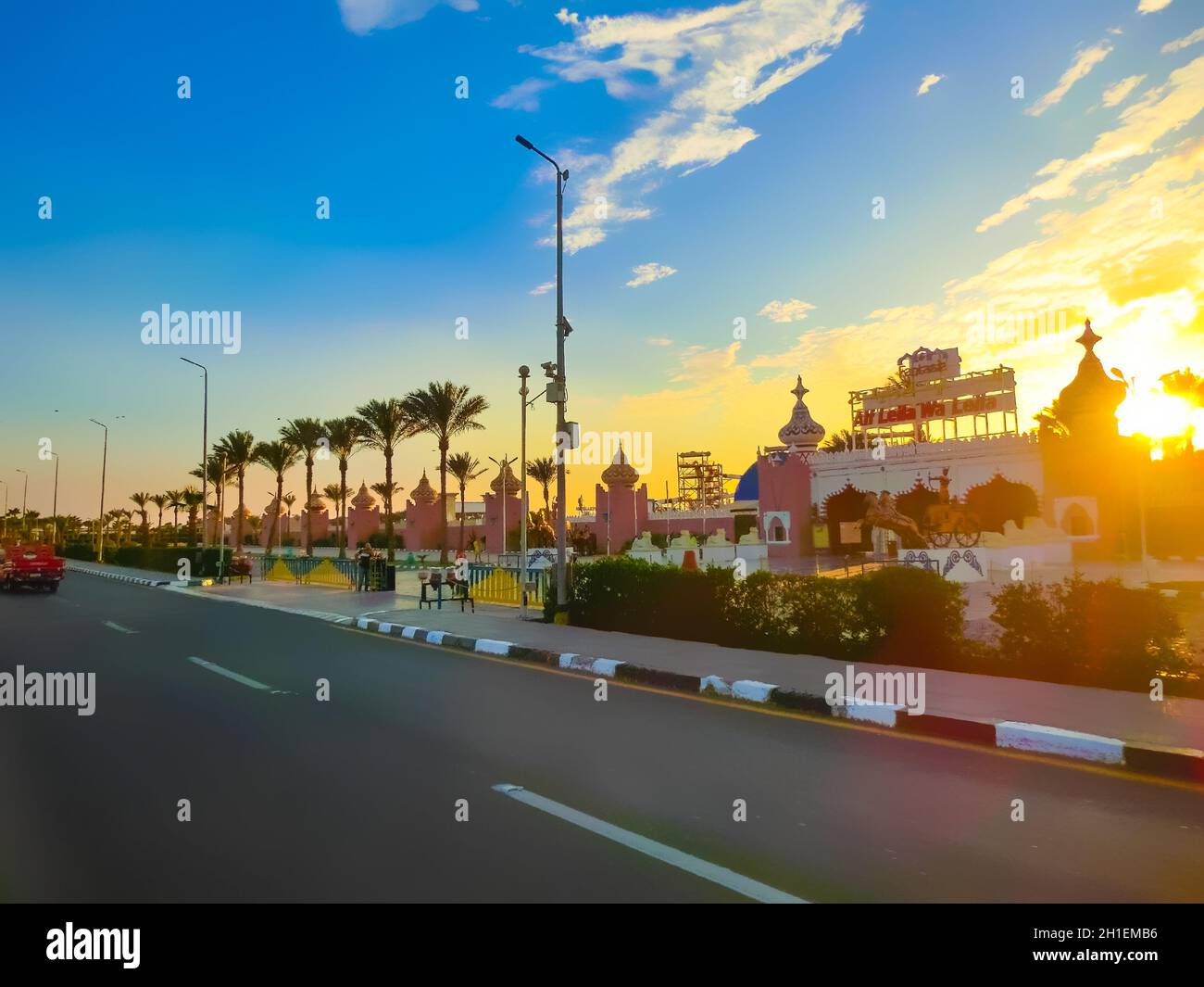 Sharm El Sheikh, Egypt - February 13, 2020: One of the shopping streets ...