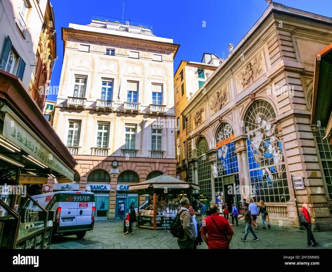 Genoa, Liguria, Italy - September 11, 2019: The people in the central ...