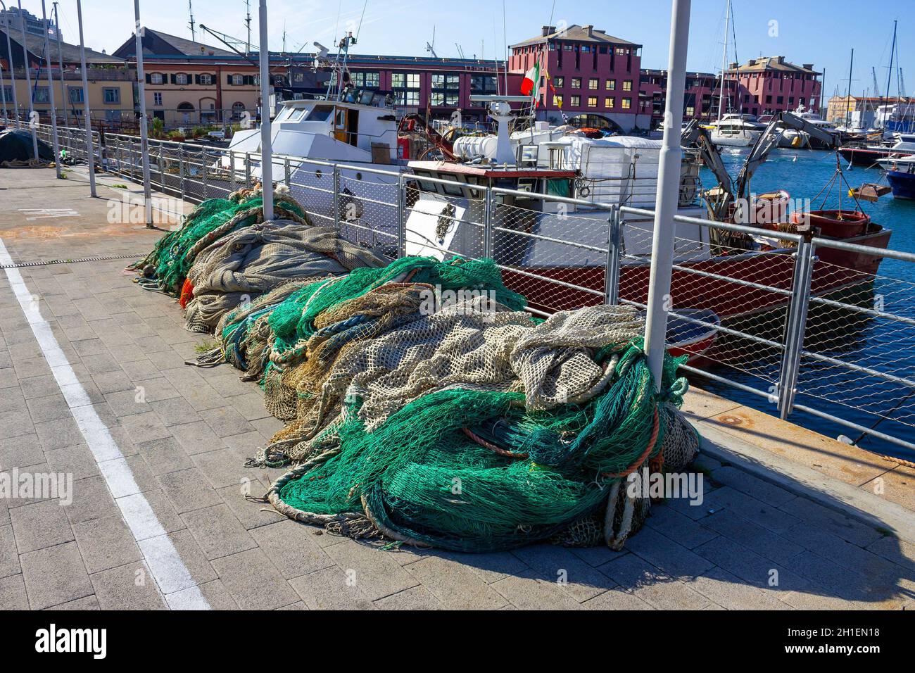 View of the seaport of Genoa at Italy Stock Photo - Alamy