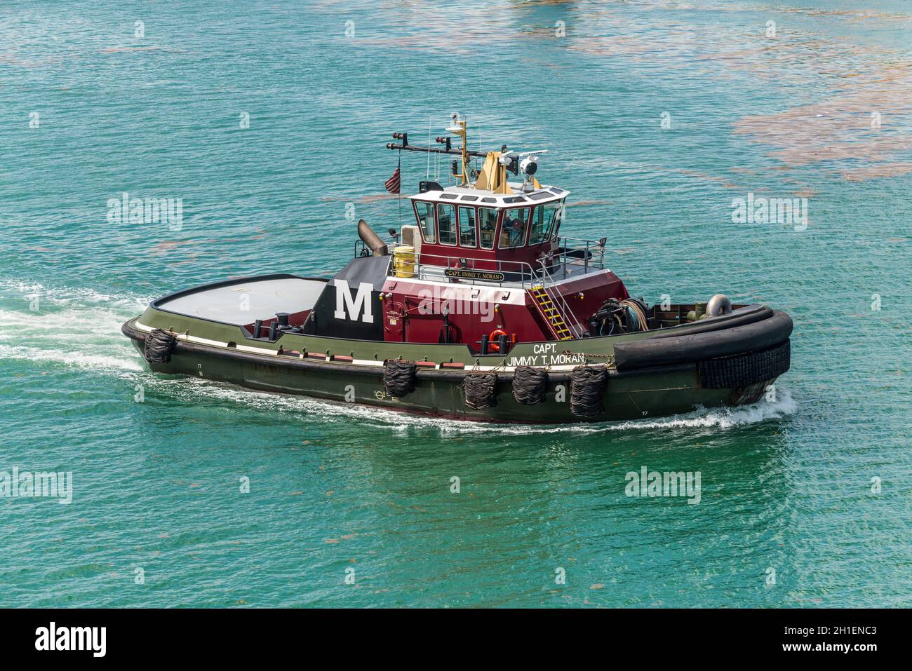 Miami, FL, United States - April 27, 2019: Tugboat Capt. Jimmy T. Moran ...