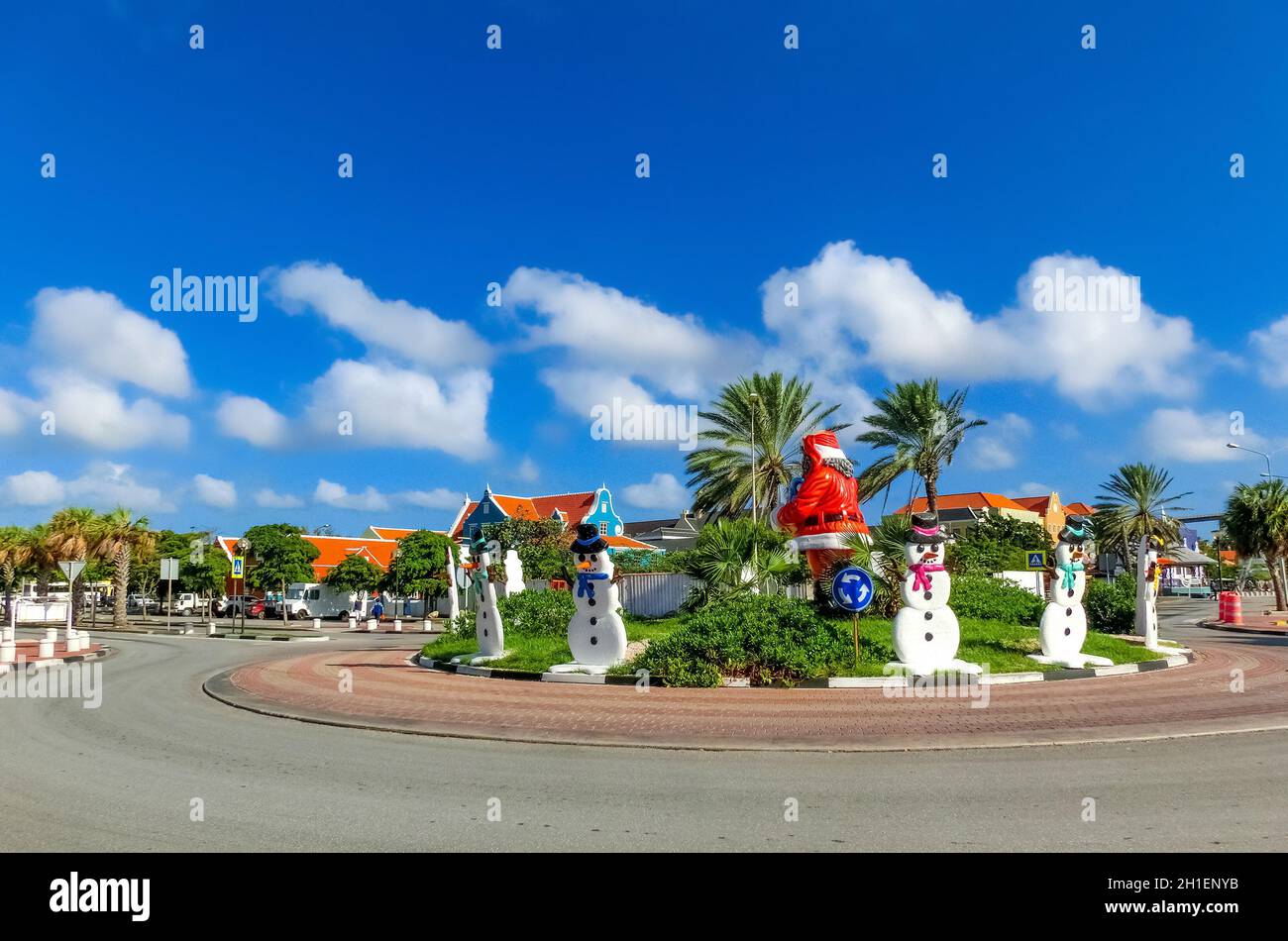 Christmas decorations in Willemstad, the Caribbean Island of Curacao ...
