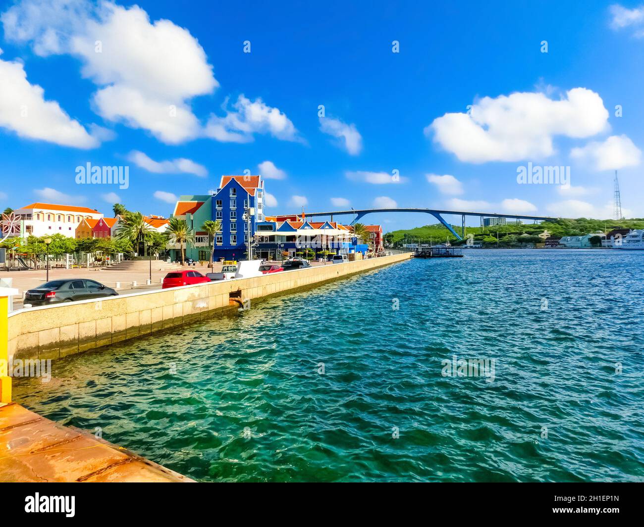 Queen Juliana Bridge Over Curacao. The Island Curacao is a tropical ...