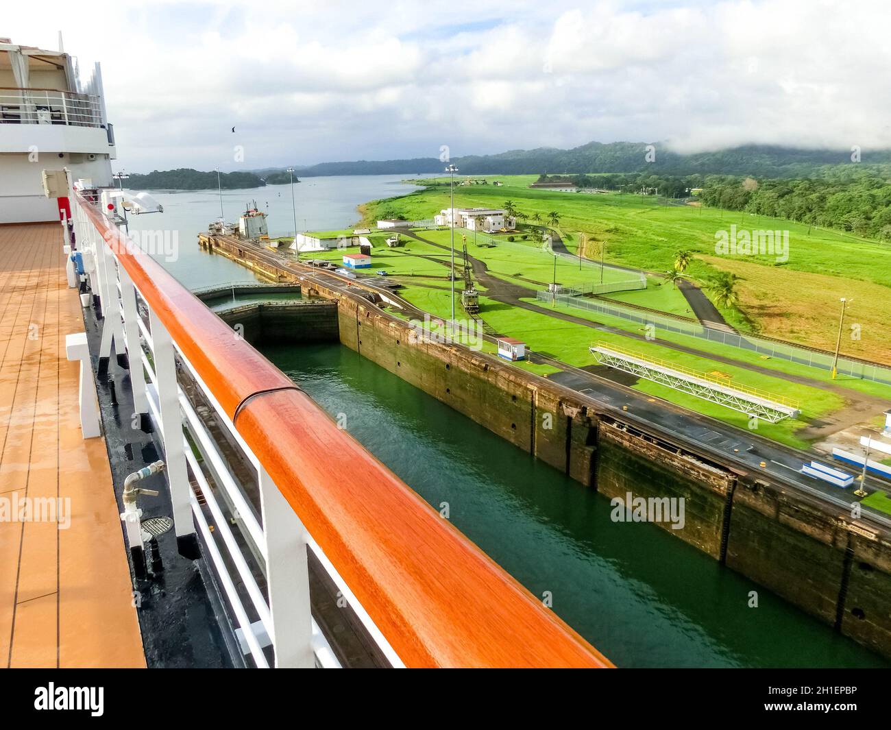 View of Panama Canal from cruise ship at Panama Stock Photo - Alamy