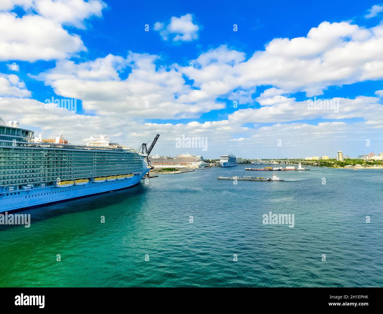 The view from a cruise ship of terminal at Port Everglades, in Ft ...