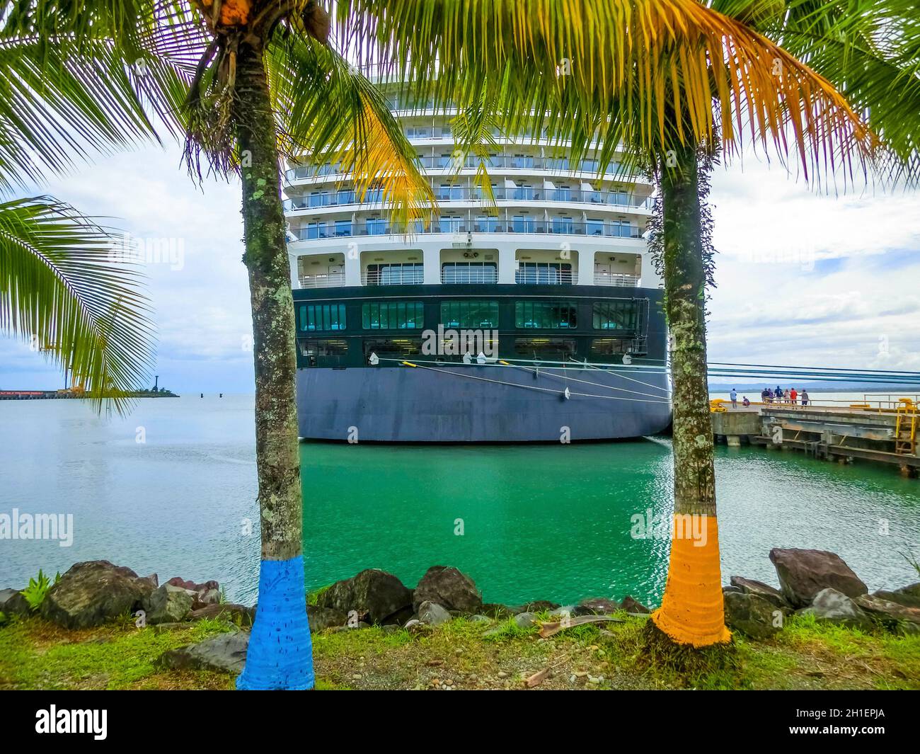 The view of port at Puerto Limon, Costa Rica and cruise ship Stock ...