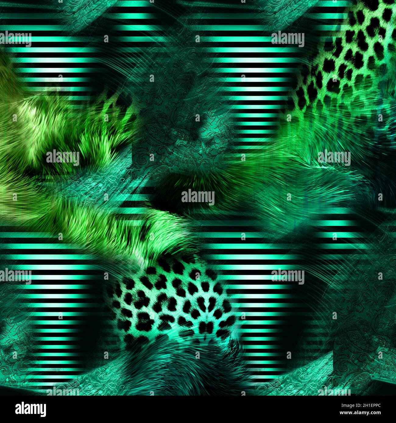 mixed print patterns, chained leopard pattern Stock Photo - Alamy