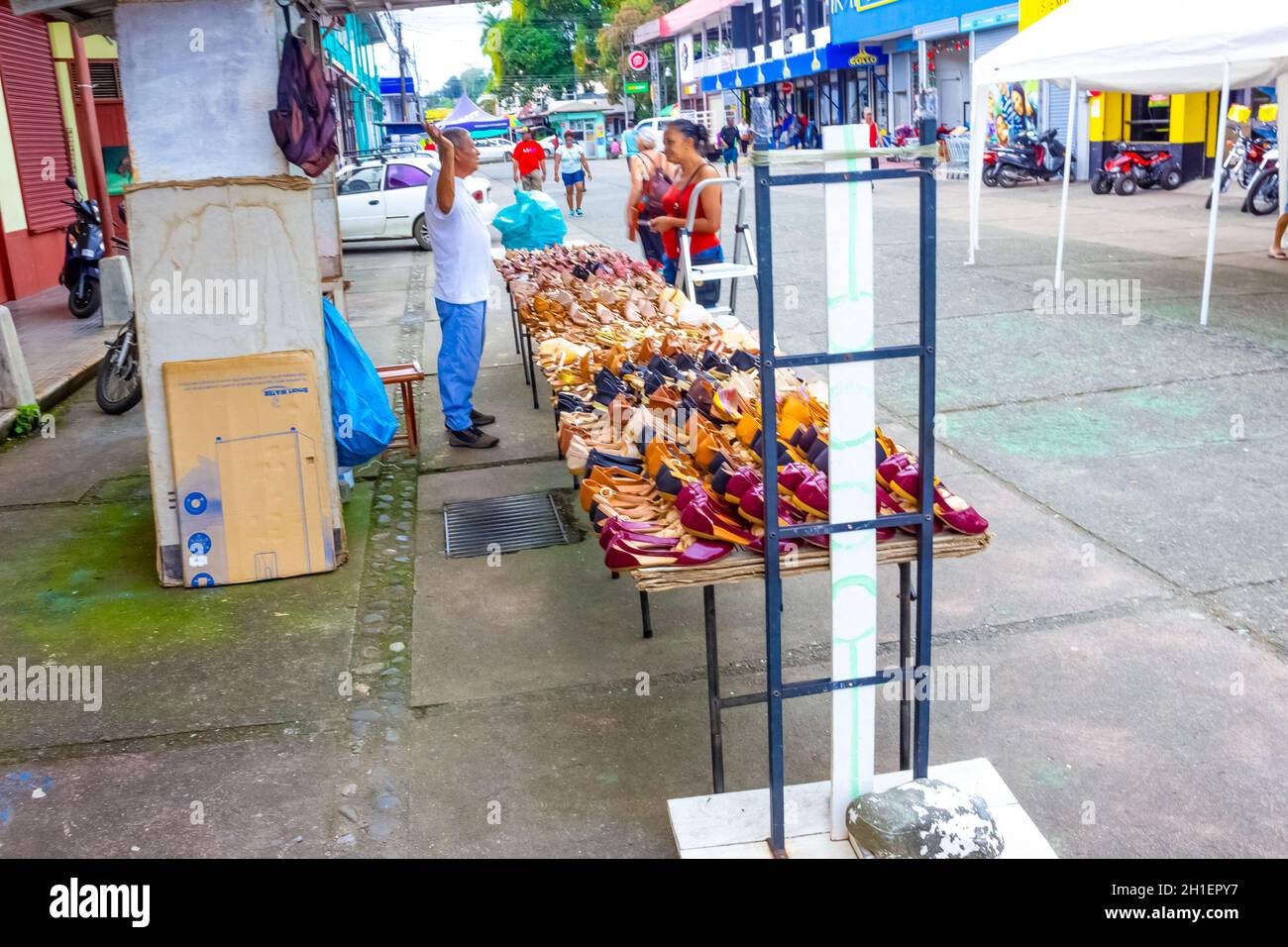 Puerto Limon, Costa Rica - December 8, 2019: Ethnic leather shoes at ...