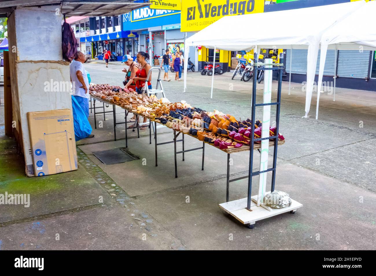 Puerto Limon, Costa Rica - December 8, 2019: Ethnic leather shoes at ...