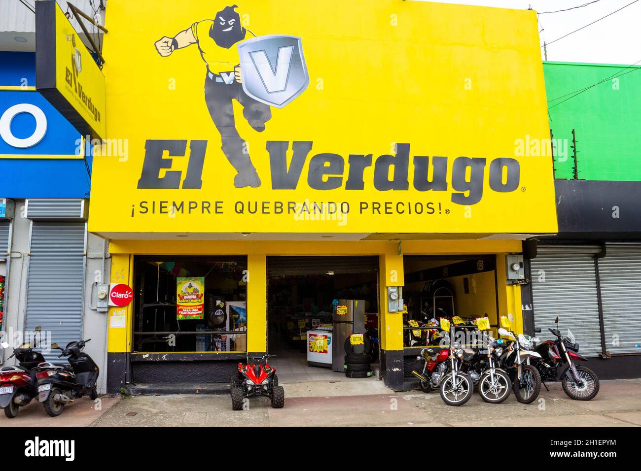 Puerto Limon, Costa Rica - December 8, 2019: The front of a motorbike ...