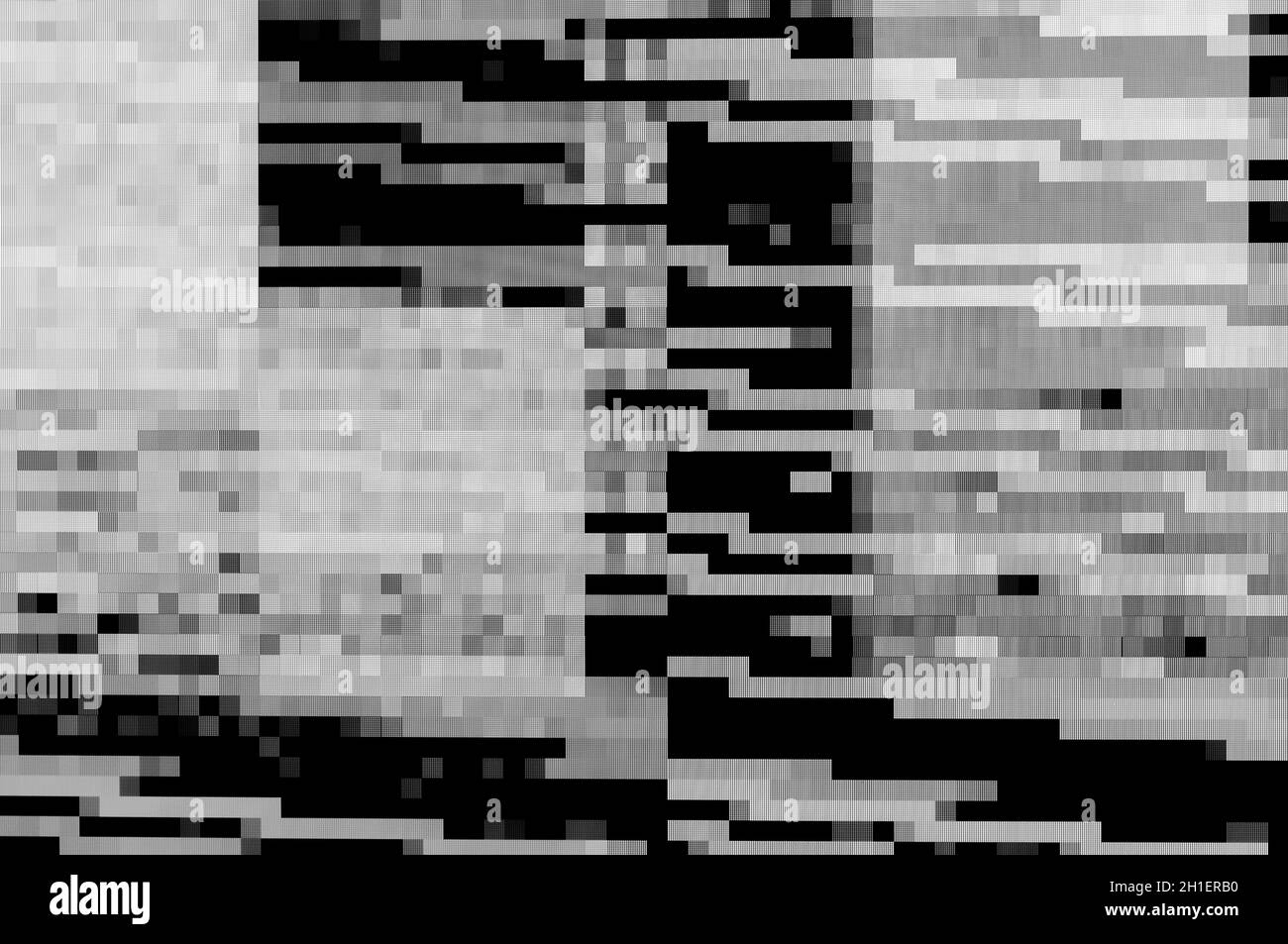 Abstract black and white pixel pattern background of a digital glitch ...