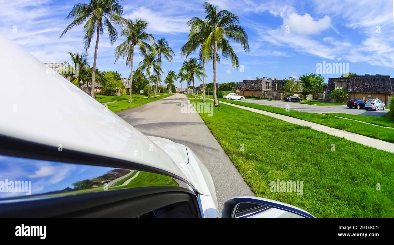 Typical Southwest Florida home in the countryside with palm trees ...