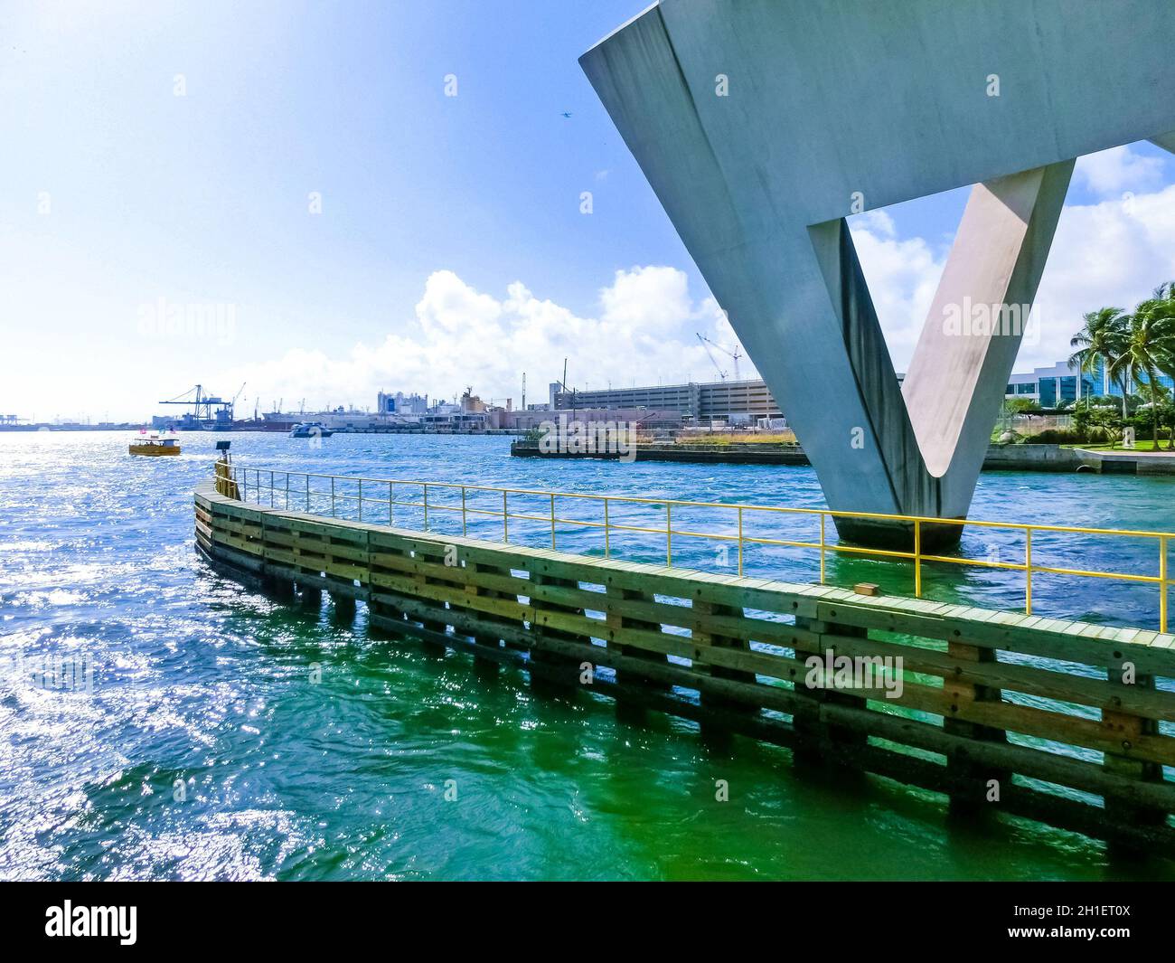 Opened draw bridge at harbor in Fort Lauderdale, Florida Stock Photo ...