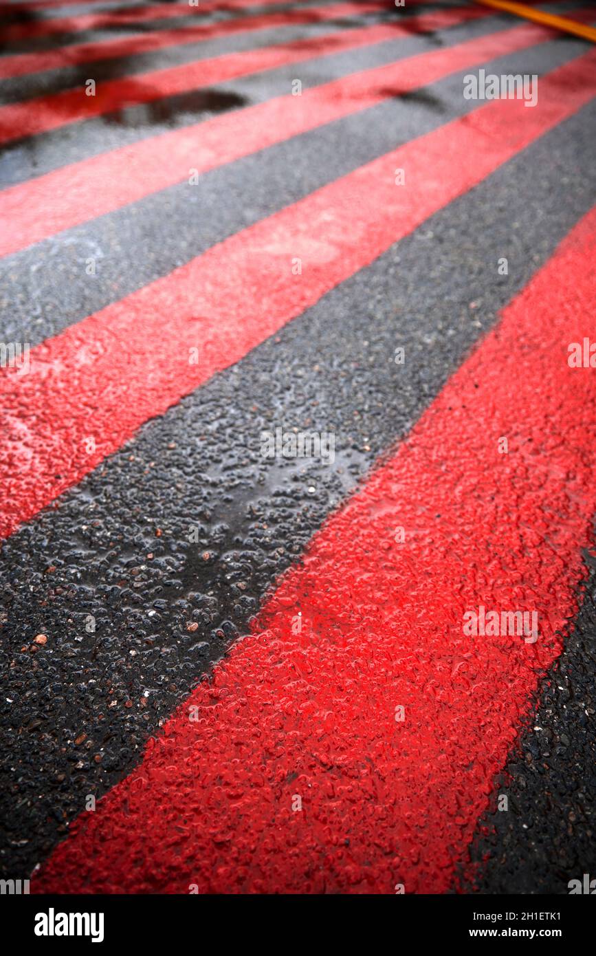 Road marking for fire tracks parking. abstract background of red and ...