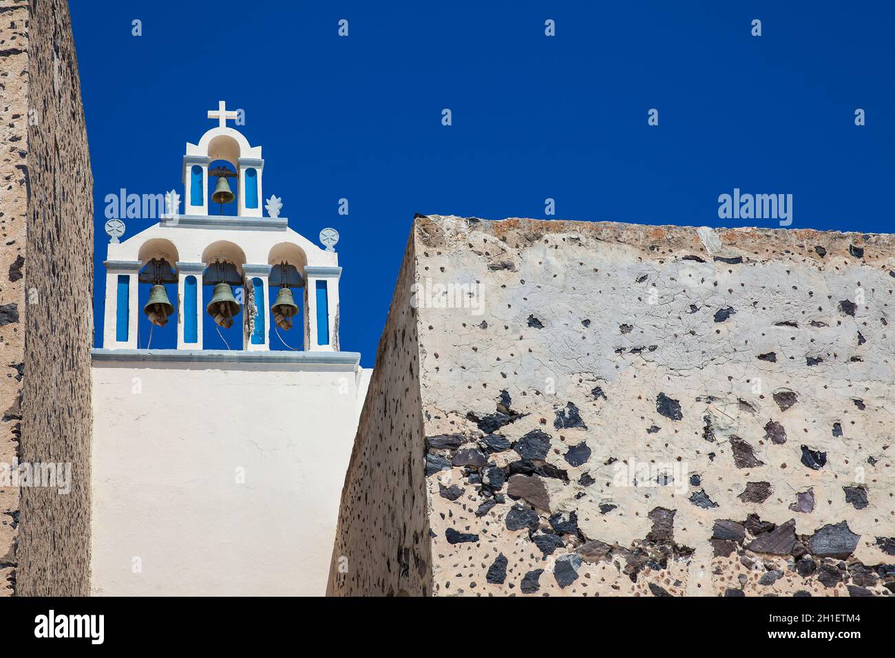 Traditional bell tower of the churches in Santorini Island Stock Photo ...