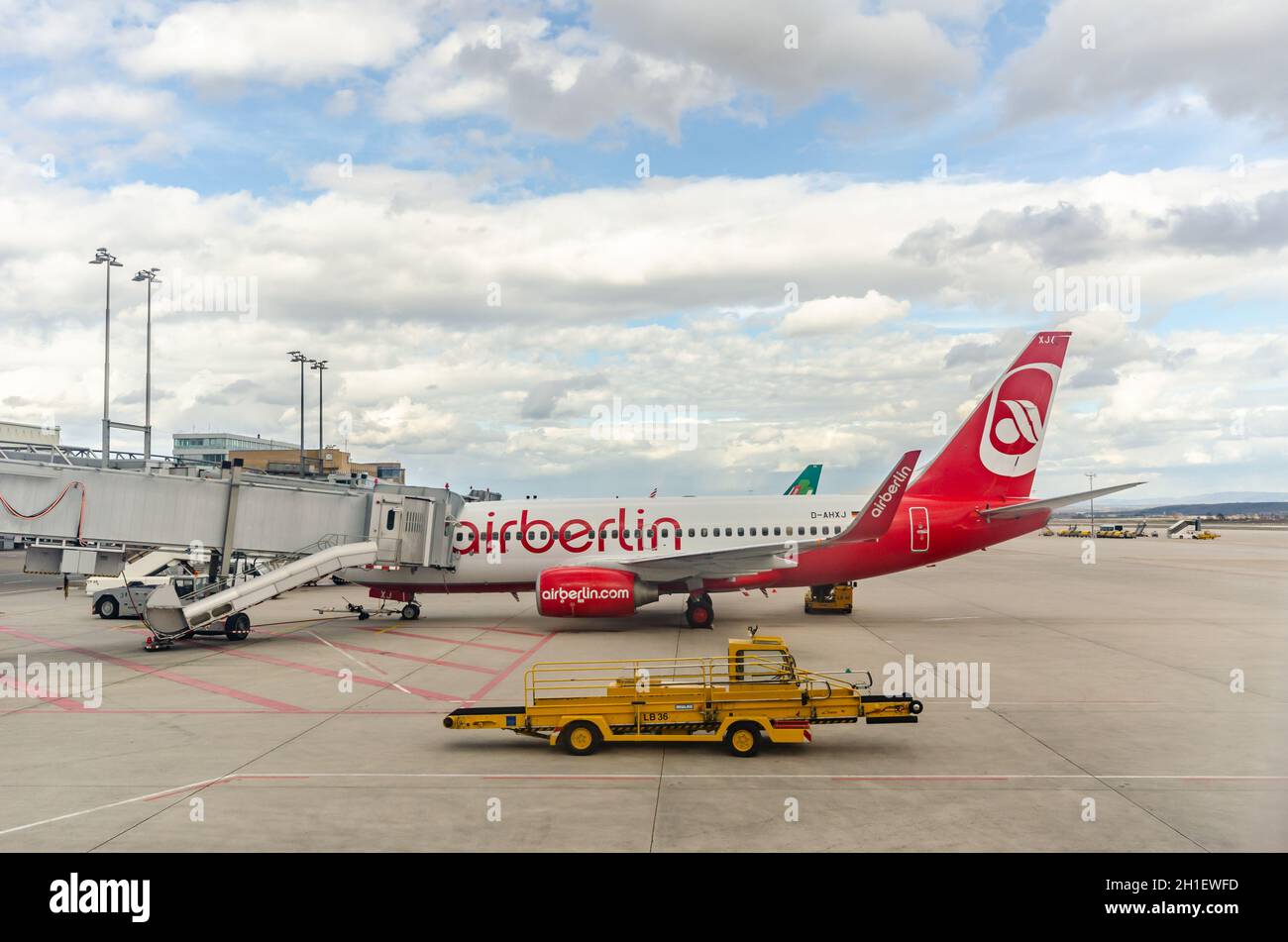 Stuttgart, Germany. April 10th, 2013. Stuttgart Airport. Airplane ...