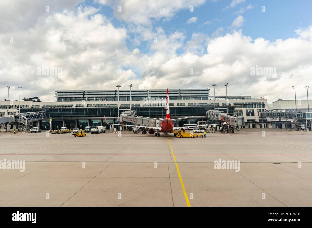 Stuttgart, Germany. April 10th, 2013. Stuttgart Airport. Airplane ...