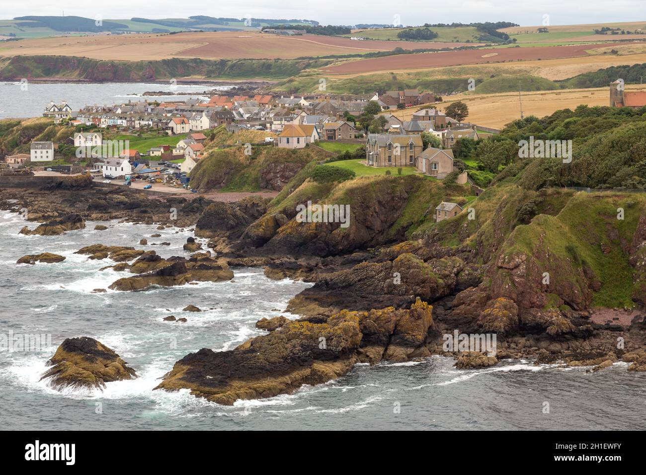 St. Abbs from the coastal path Stock Photo - Alamy