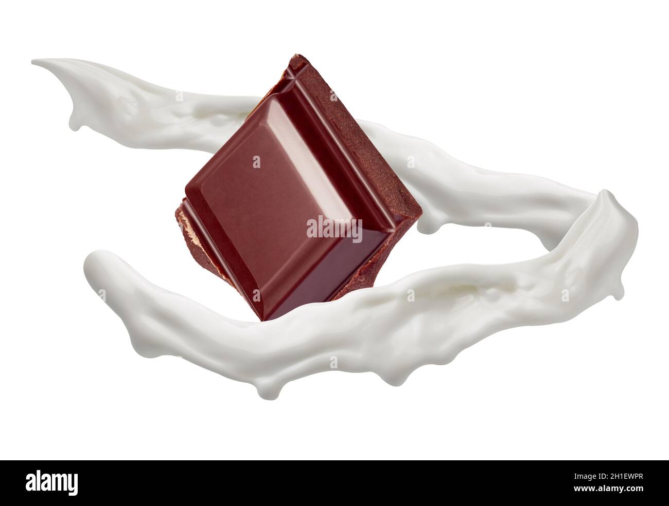 chocolate piece milk splash flow Stock Photo - Alamy