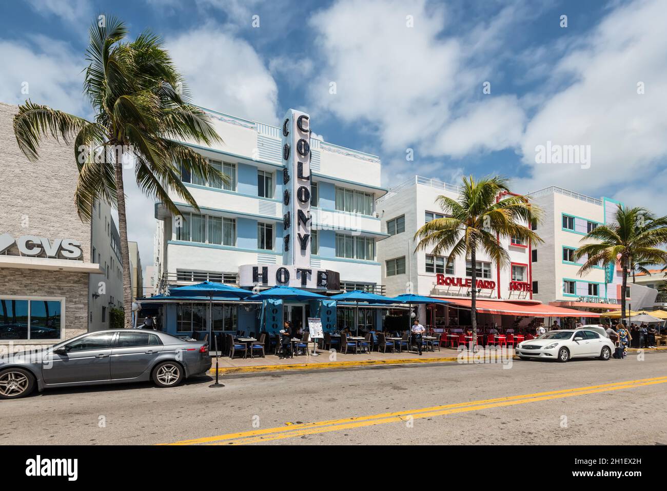 Miami, FL, USA - April 19, 2019: The Colony Hotel at the historical Art ...