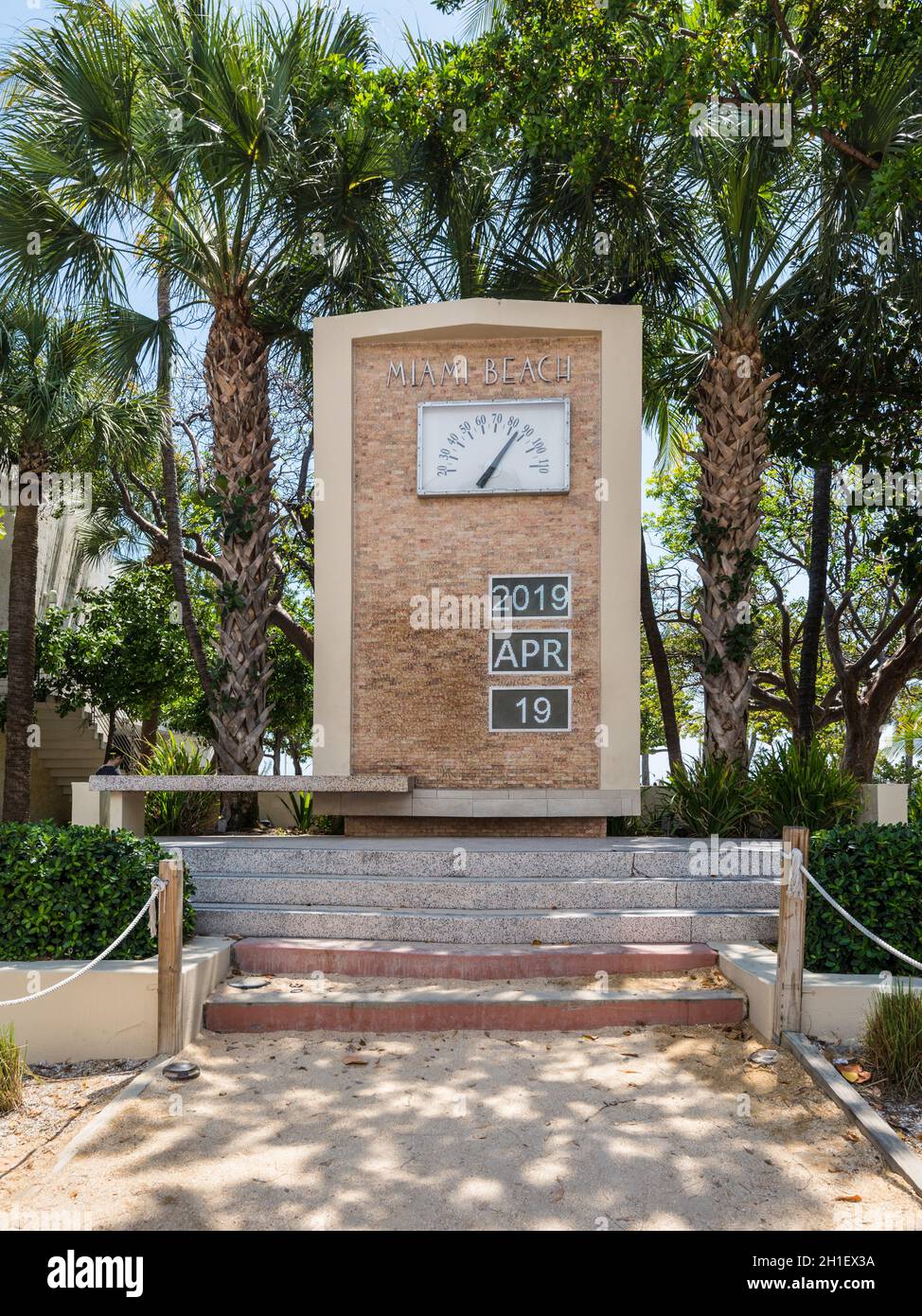 Palm trees and art deco architecture along Ocean Drive in Miami South ...