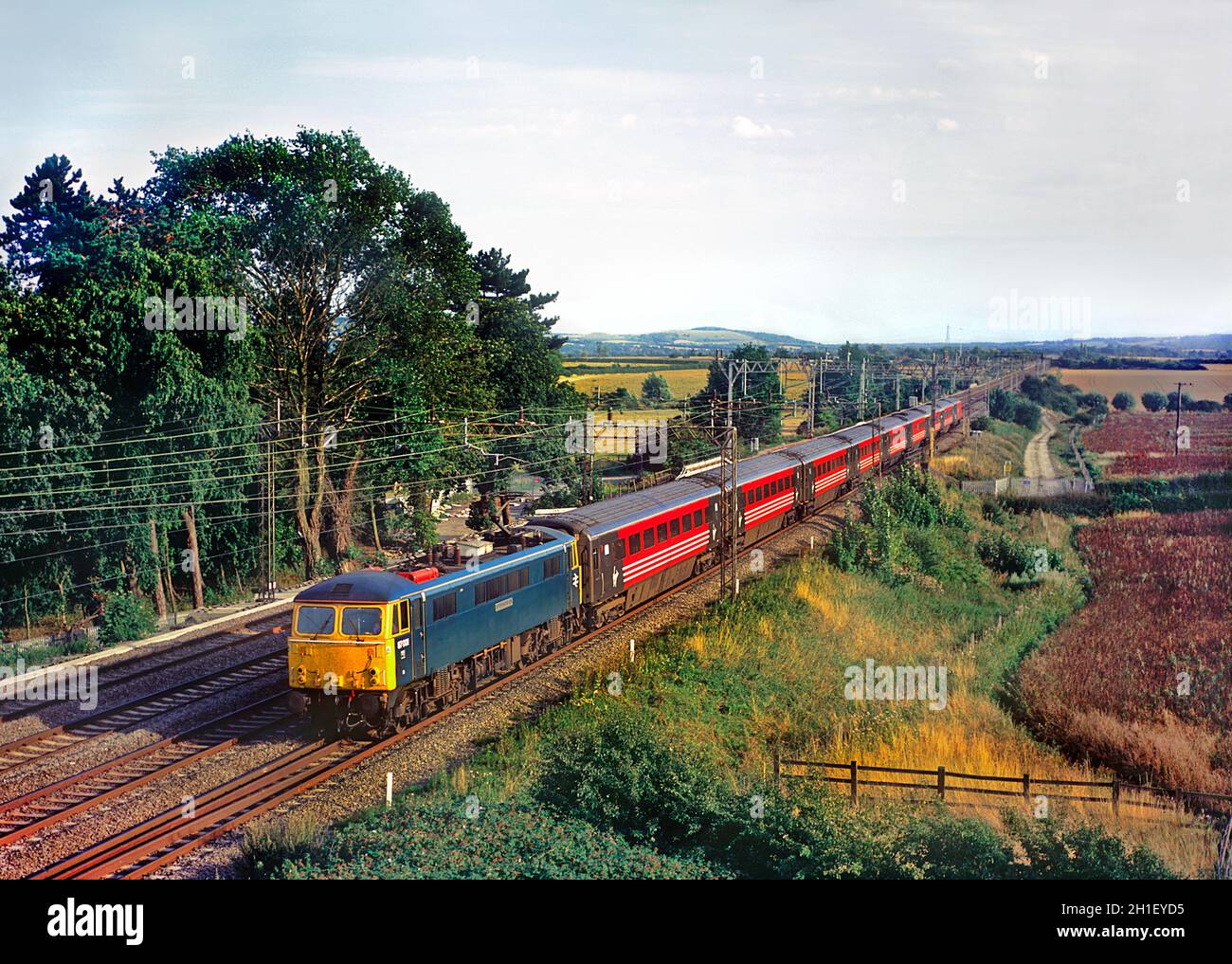 A Class 87 electric locomotive number 87001 named ‘Stephenson’ working ...