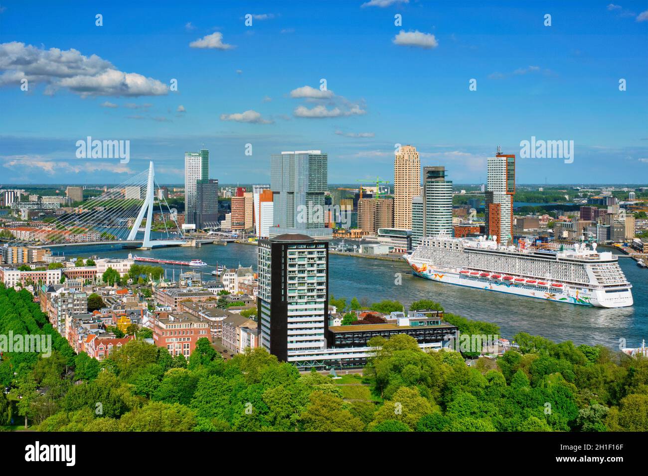 ROTTERDAM , NETHERLANDS - MAY 14, 2017: View of Rotterdam city and the ...