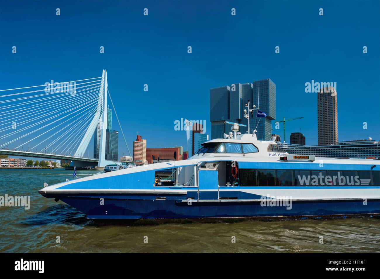 ROTTERDAM, NETHERLANDS - MAY 10, 2017: Rotterdam cityscape with Erasmus ...