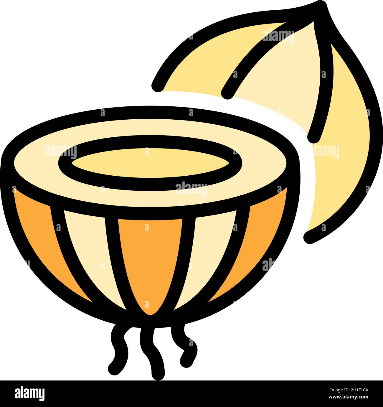 Cutted onion icon. Outline cutted onion vector icon color flat isolated ...
