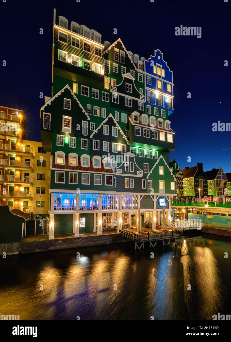 ZAANDAM, NETHERLANDS - MAY 8, 2017: Inntel Hotel in Zaandam illuminated ...
