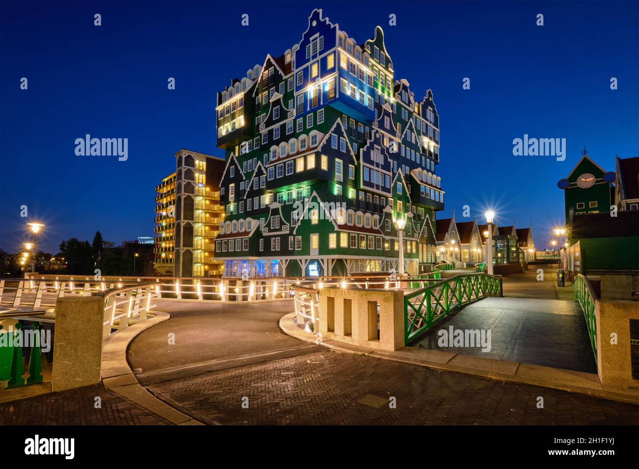 ZAANDAM, NETHERLANDS - MAY 8, 2017: Inntel Hotel in Zaandam illuminated ...