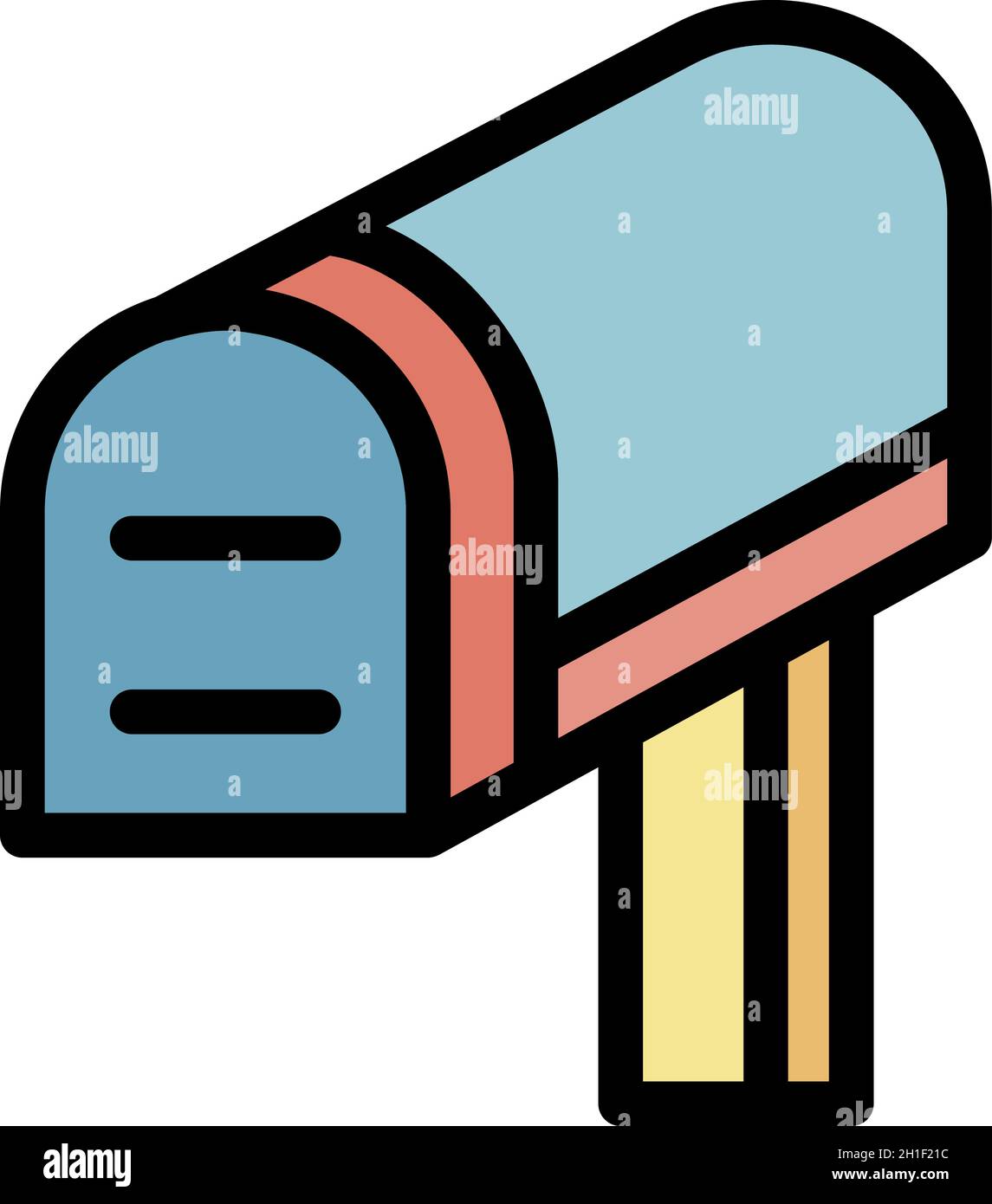Metal mailbox icon. Outline metal mailbox vector icon color flat ...