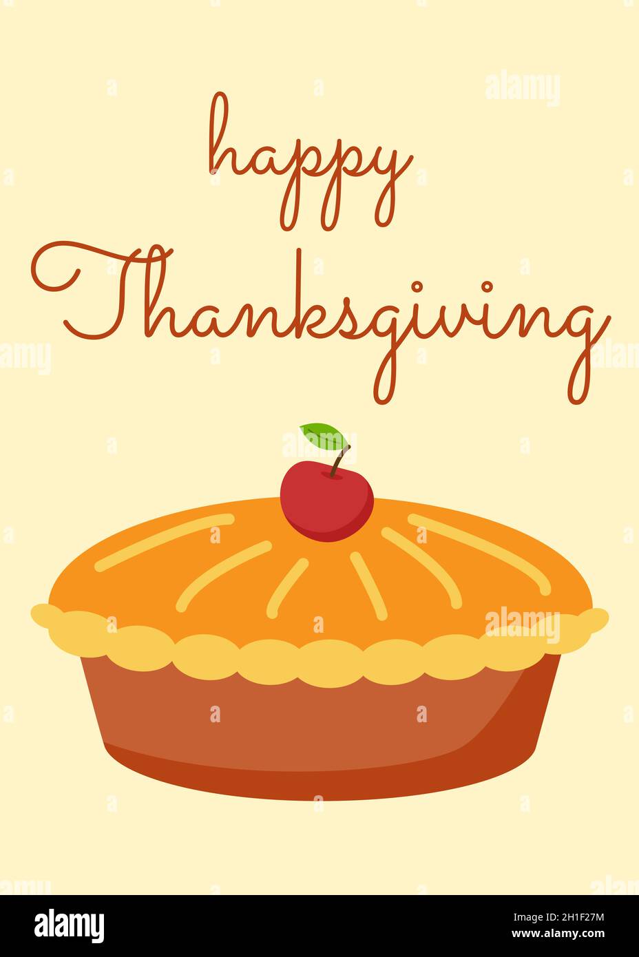 Happy Thanksgiving Day, positive card with apple and pumpkin pie ...